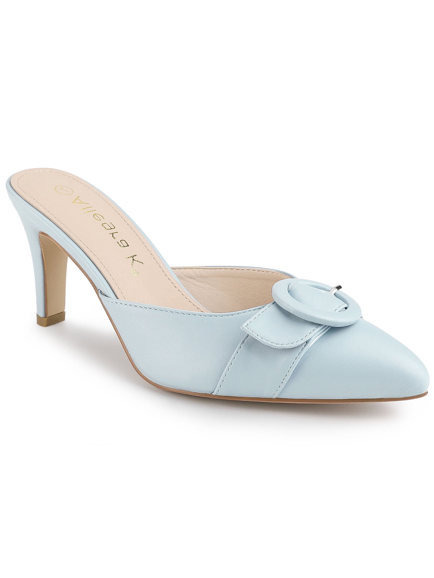 Allegra K Women's Buckle Pointed Toe Stiletto Heel Slides Mules ...