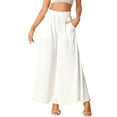 Allegra K Women's Casual High Waist Drawstring Elastic with Pocket Wide ...