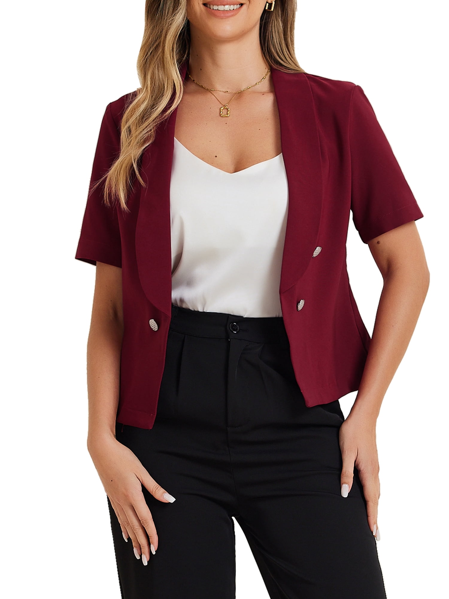 INSPIRE CHIC Women's Casual Shawl Collar Open Front Cardigan Short ...