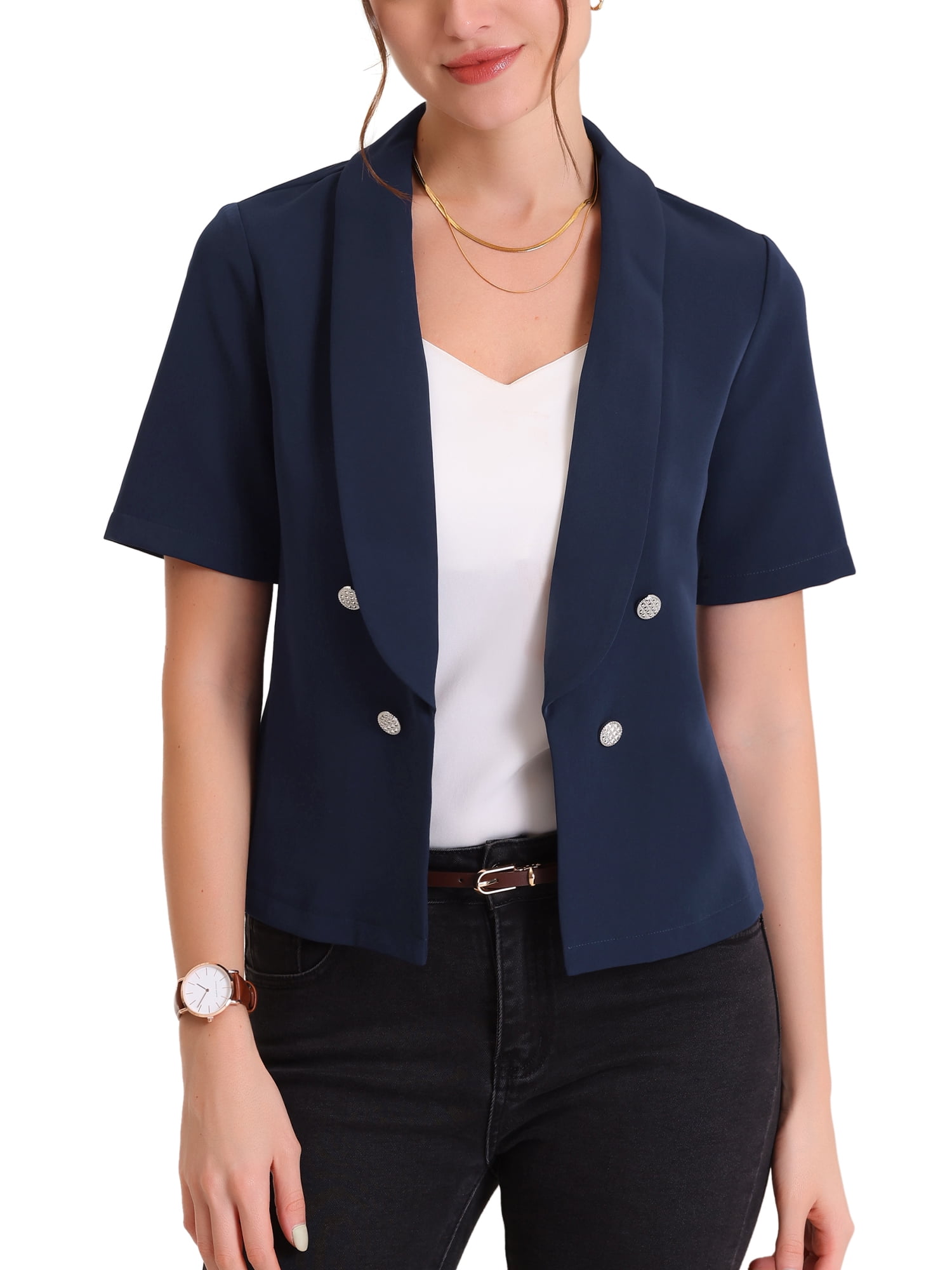 INSPIRE CHIC Women's Casual Shawl Collar Open Front Cardigan Short ...