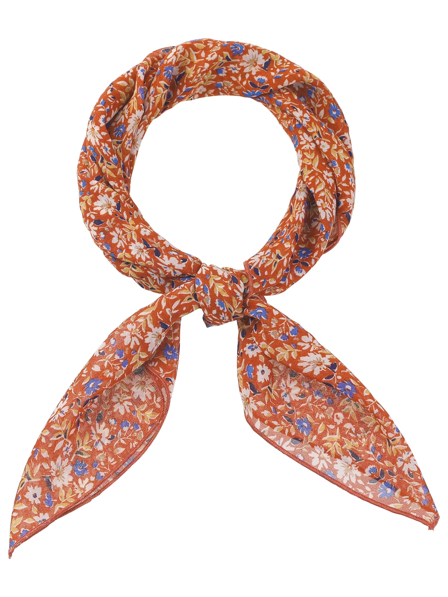 INSPIRE CHIC Women's Chiffon Scarves Floral Print Square Kerchief Neck ...