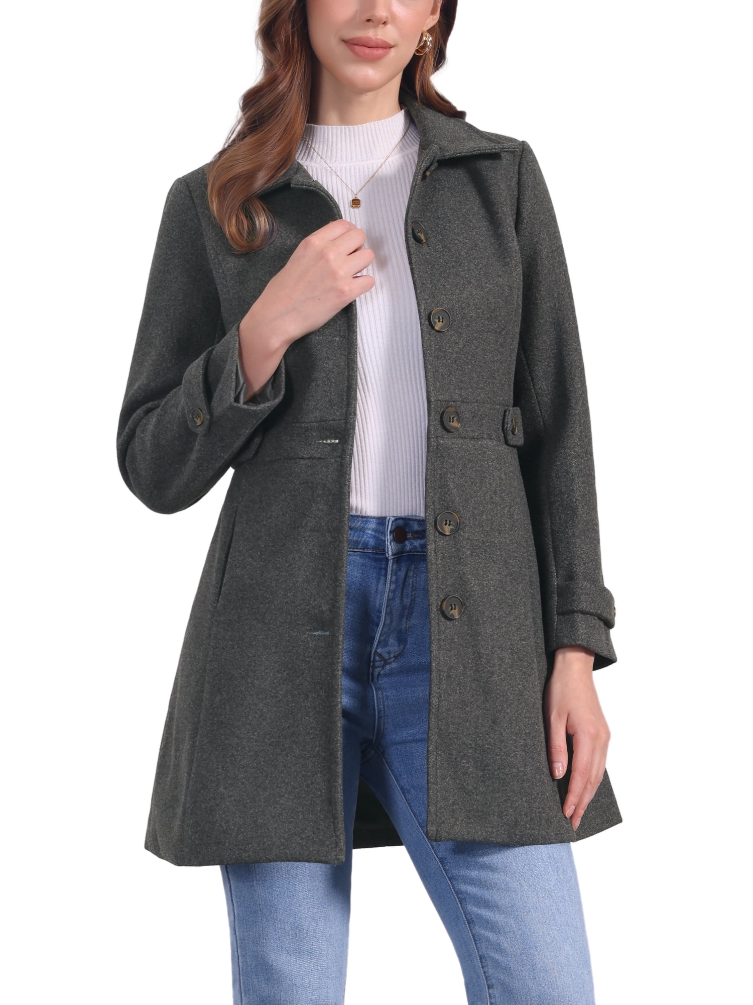 INSPIRE CHIC Women's Classic Single Breasted Winter Long Trenchcoat ...