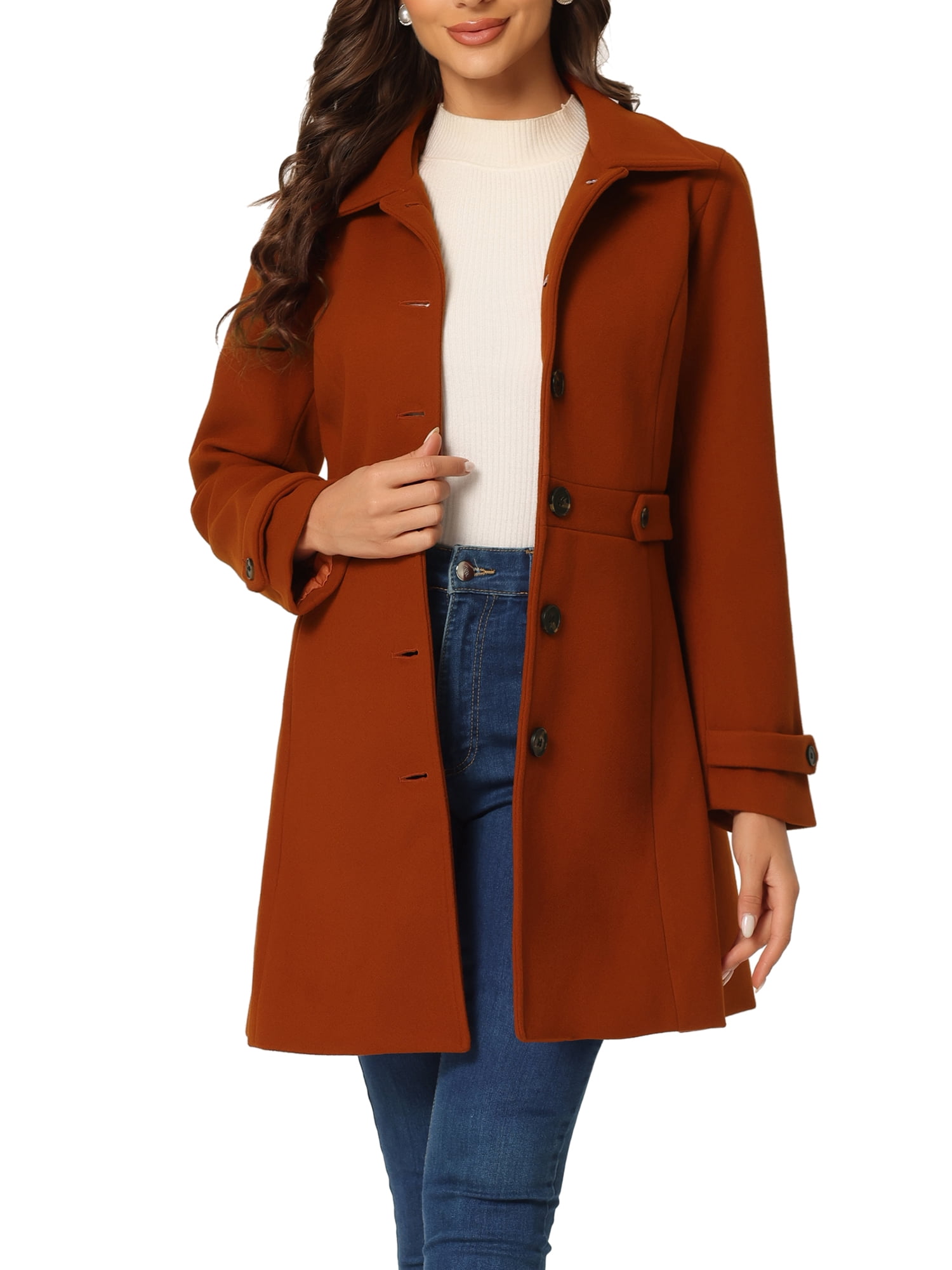 INSPIRE CHIC Women's Classic Single Breasted Winter Long Trenchcoat ...