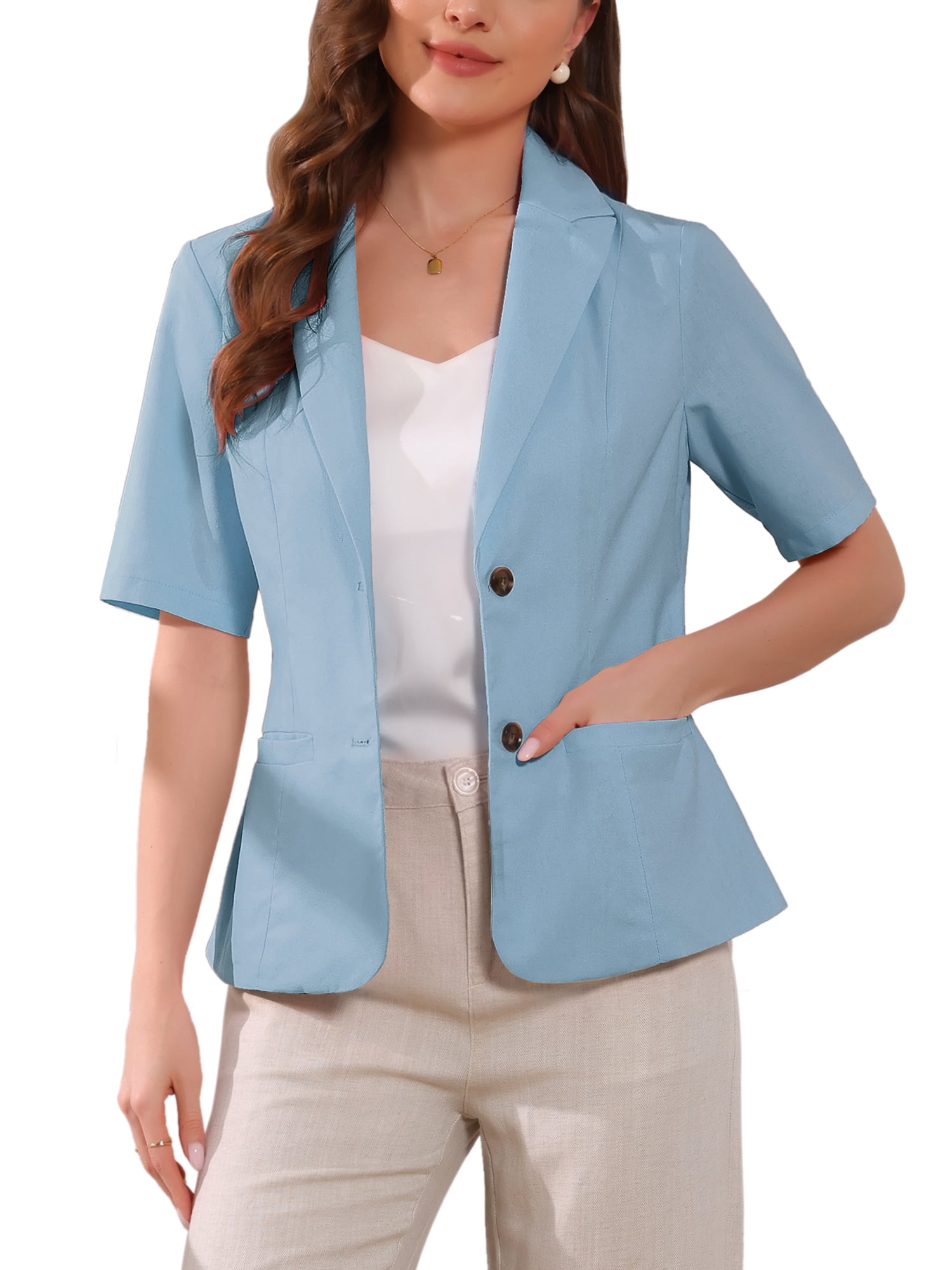 INSPIRE CHIC Women's 2 Piece Suit Set Notched Lapel Blazer Layered ...