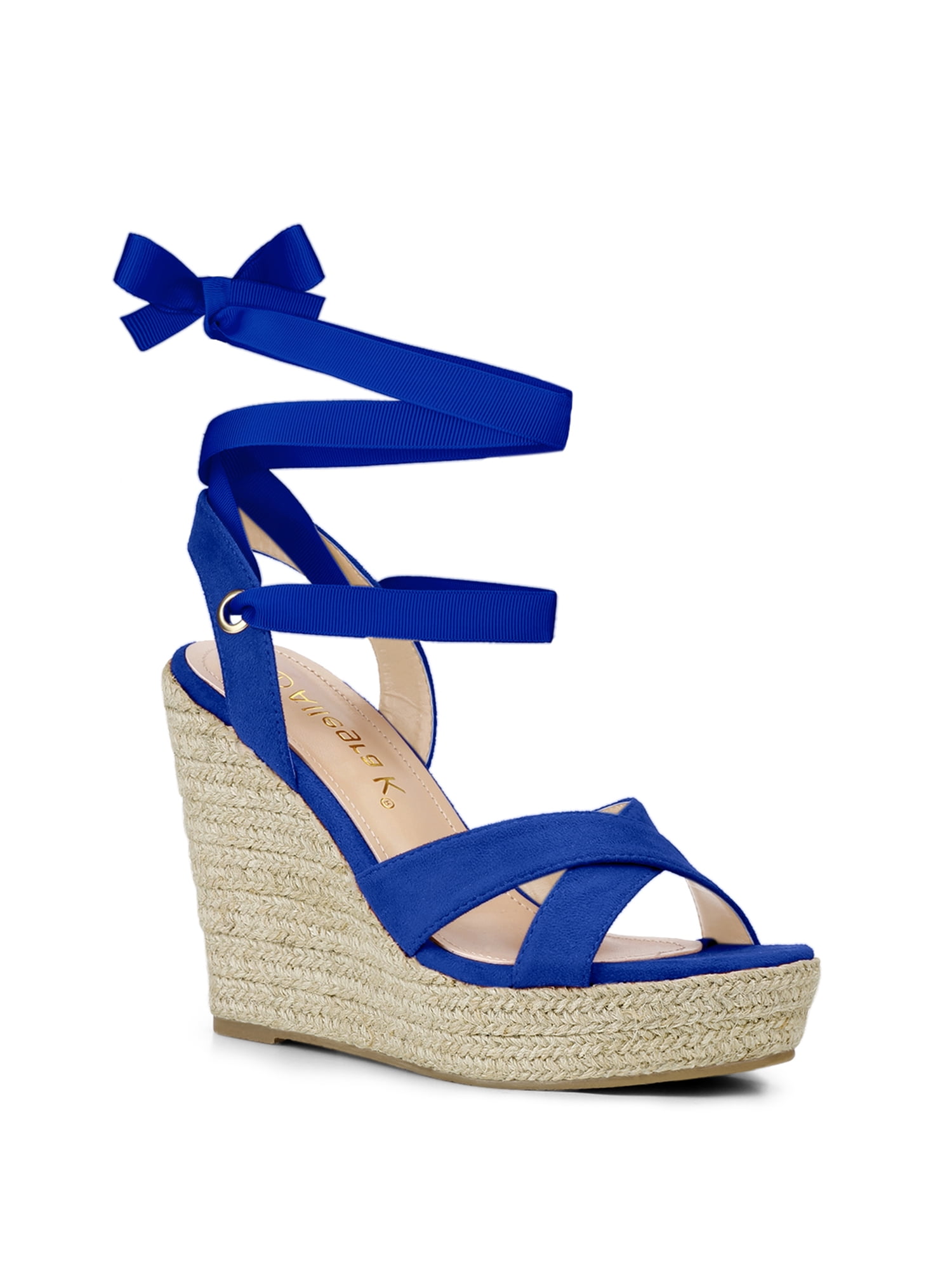 BLISSFUL STEP Women's Crisscross Espadrille Platform Lace Up Wedge ...