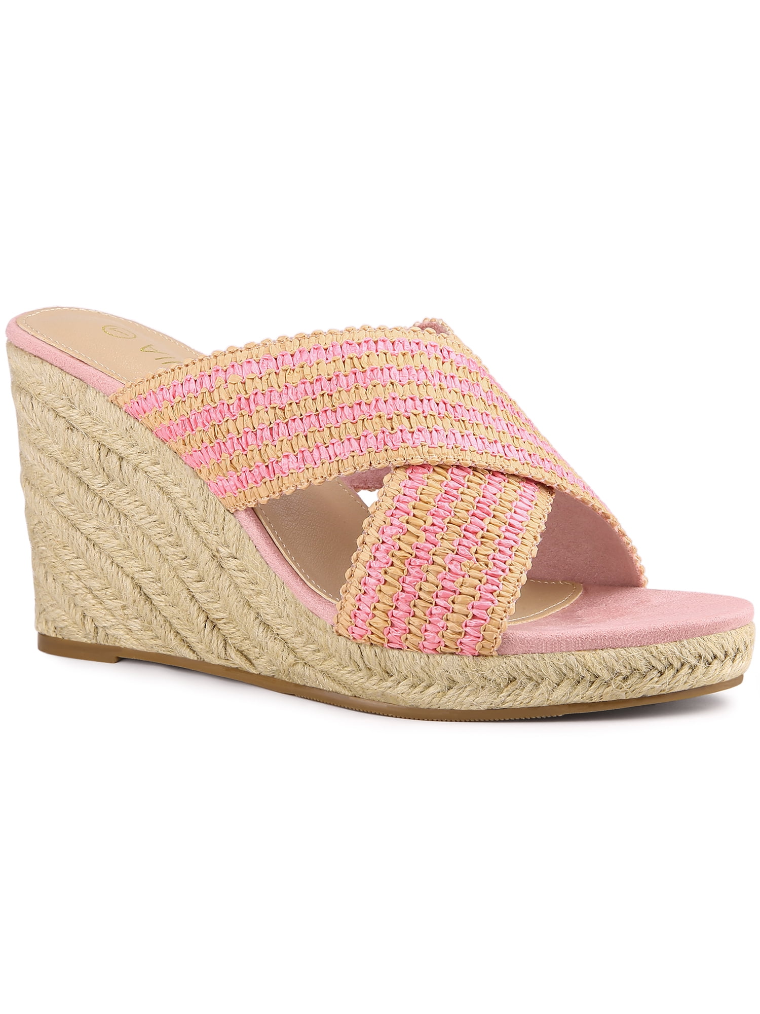 BLISSFUL STEP Edition Women's Crisscross Strap Platform Slide Wedge ...