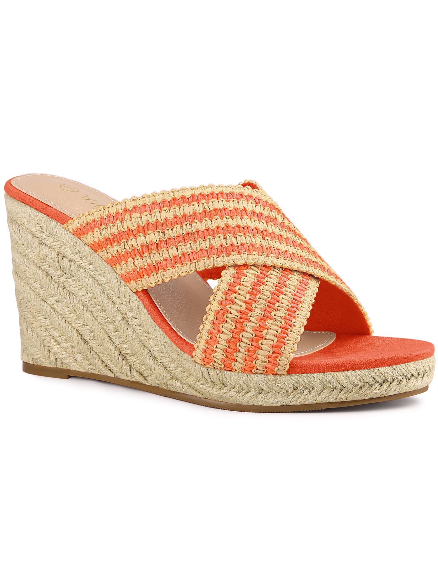 Allegra K Women's Crisscross Strap Platform Slide Wedges Sandals ...