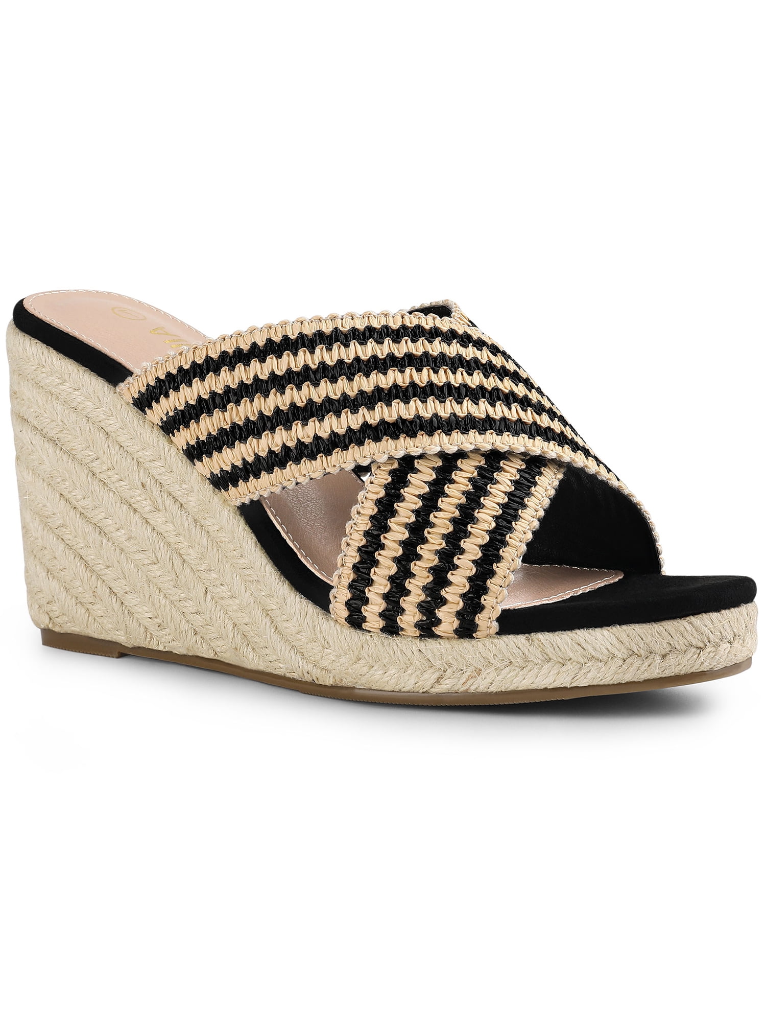 BLISSFUL STEP Women's Crisscross Strap Platform Slide Wedges Sandals ...