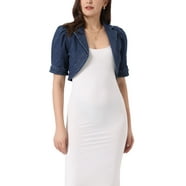 INSPIRE CHIC Women's Denim Jacket Button Down Peplum Hem Long Sleeves Cropped Washed Jean Jacket ...