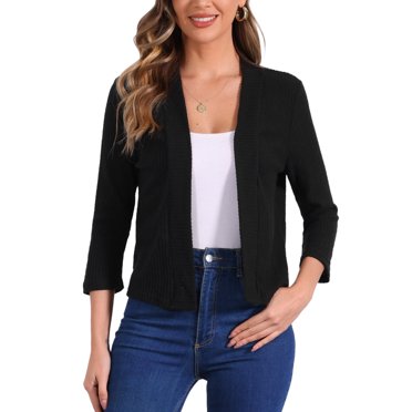 Allegra K Women's Ruched Short Sleeve Shrugs Bolero Cropped Open Front ...