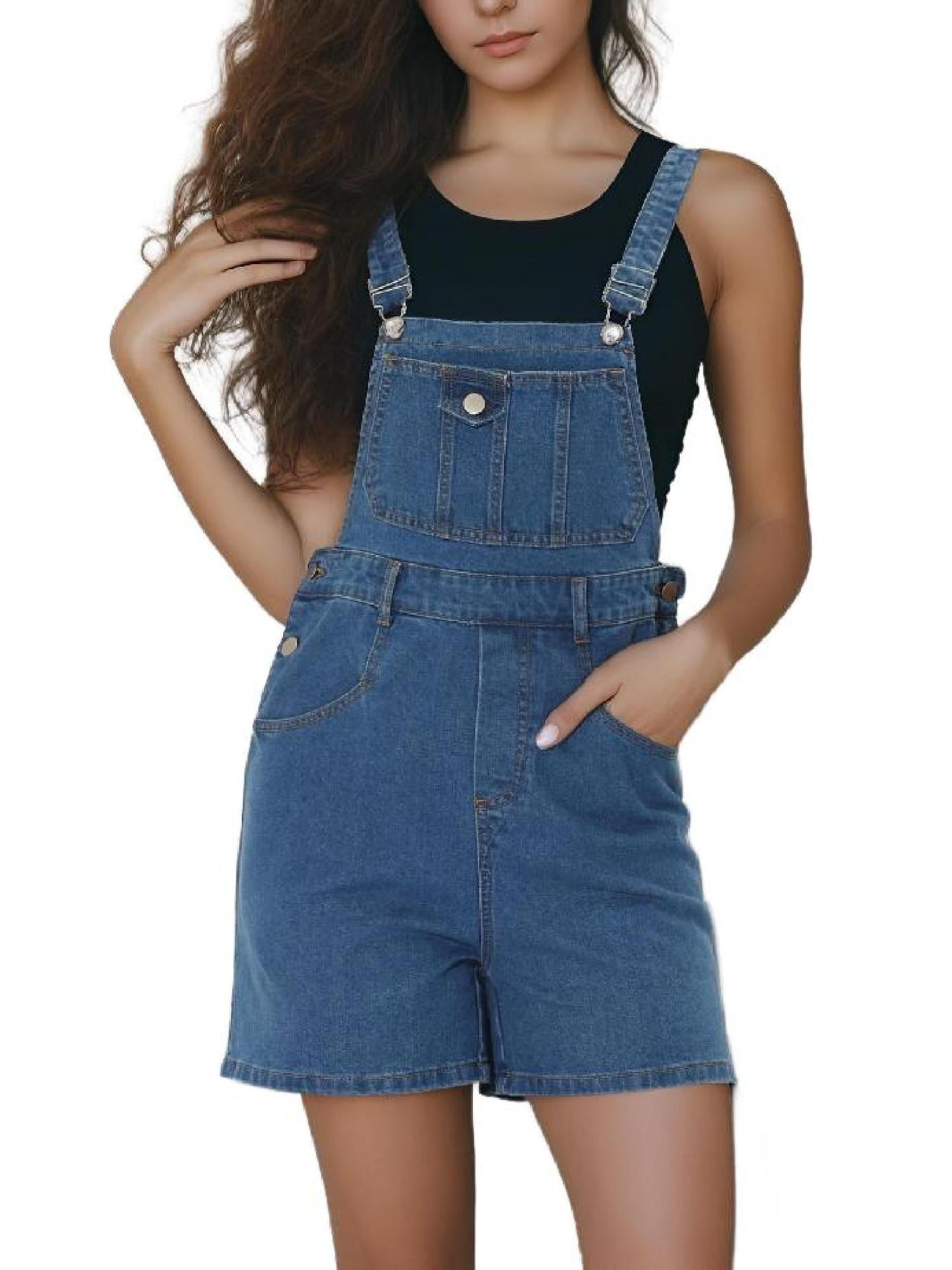 REFINED ATTIRE Women's Denim Overalls Summer Adjustable Strap Casual ...
