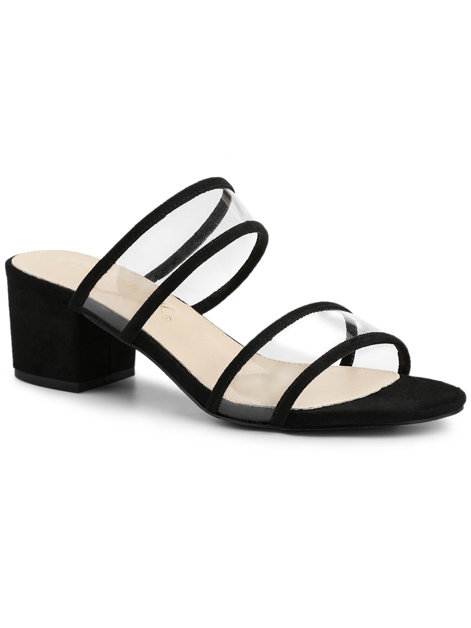 Allegra K Women's Dual Straps Block Heel Slide Sandals - Walmart.com