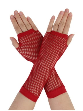 Fuschia Fingerless Mesh Gloves - Walmart.com