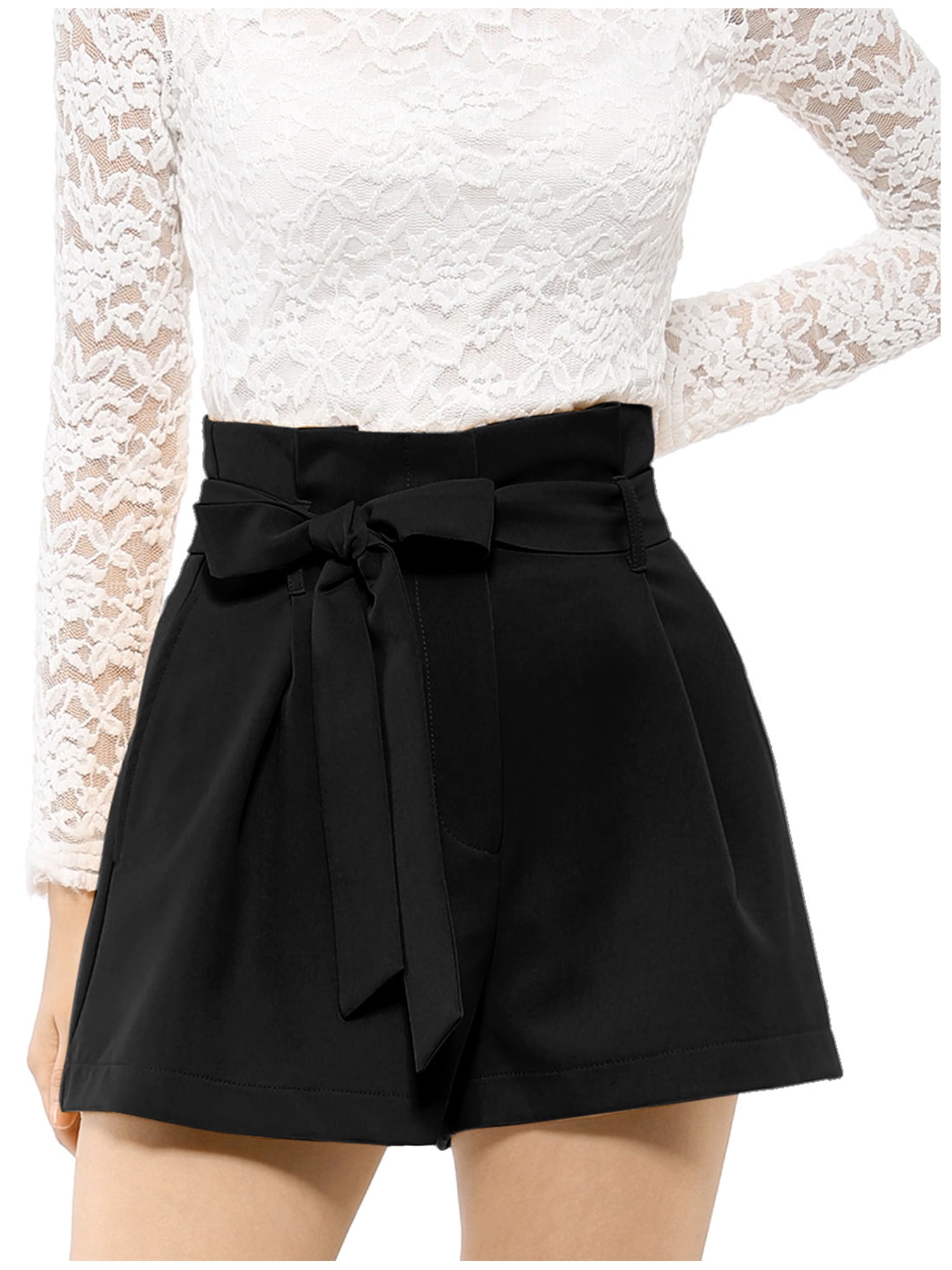 INSPIRE CHIC Women's Elegant Bow Self-Tie Belt High Paper Bag Waist ...