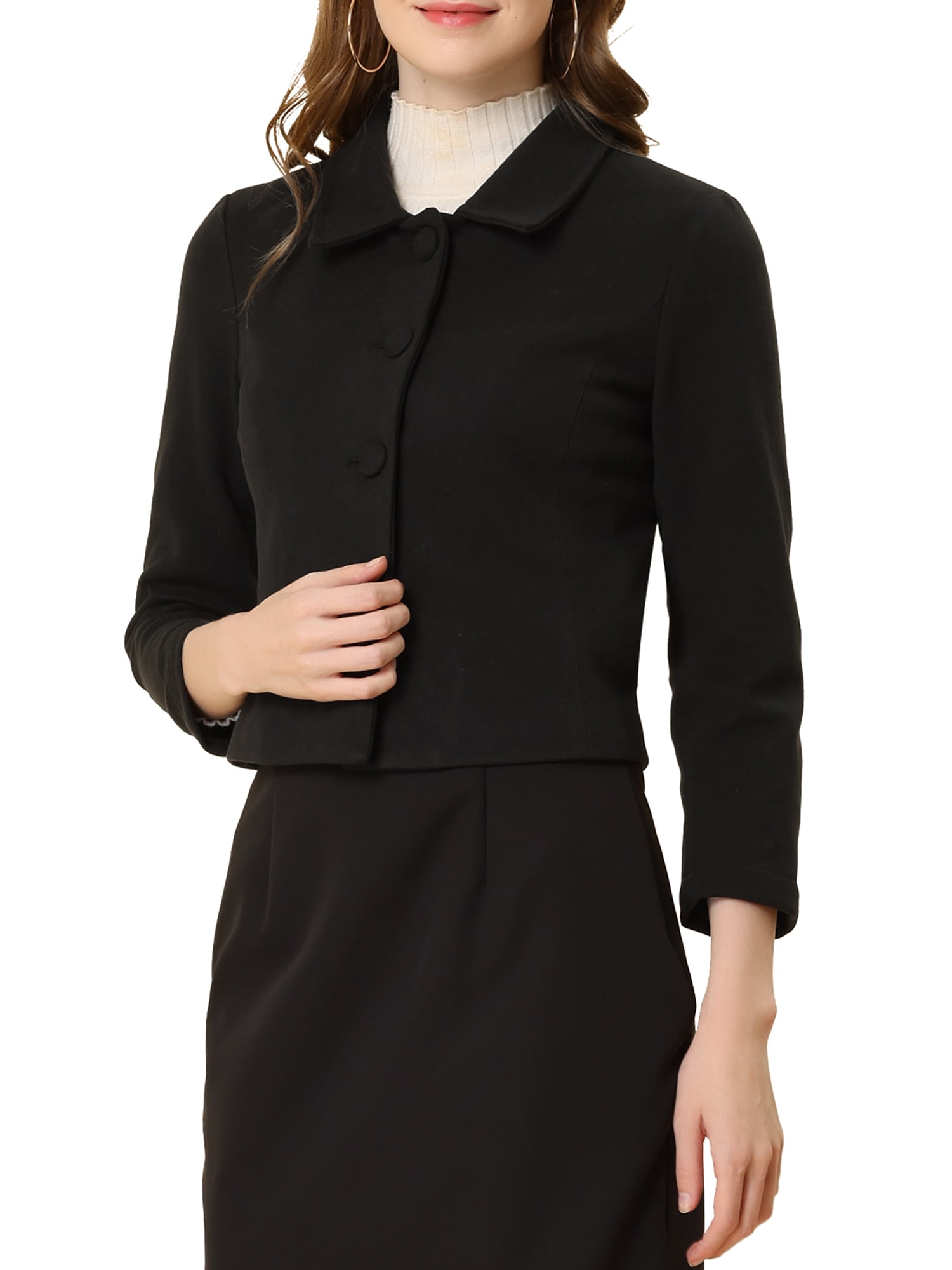 INSPIRE CHIC Women's Elegant Button-Down Point Collar Short Coats M ...