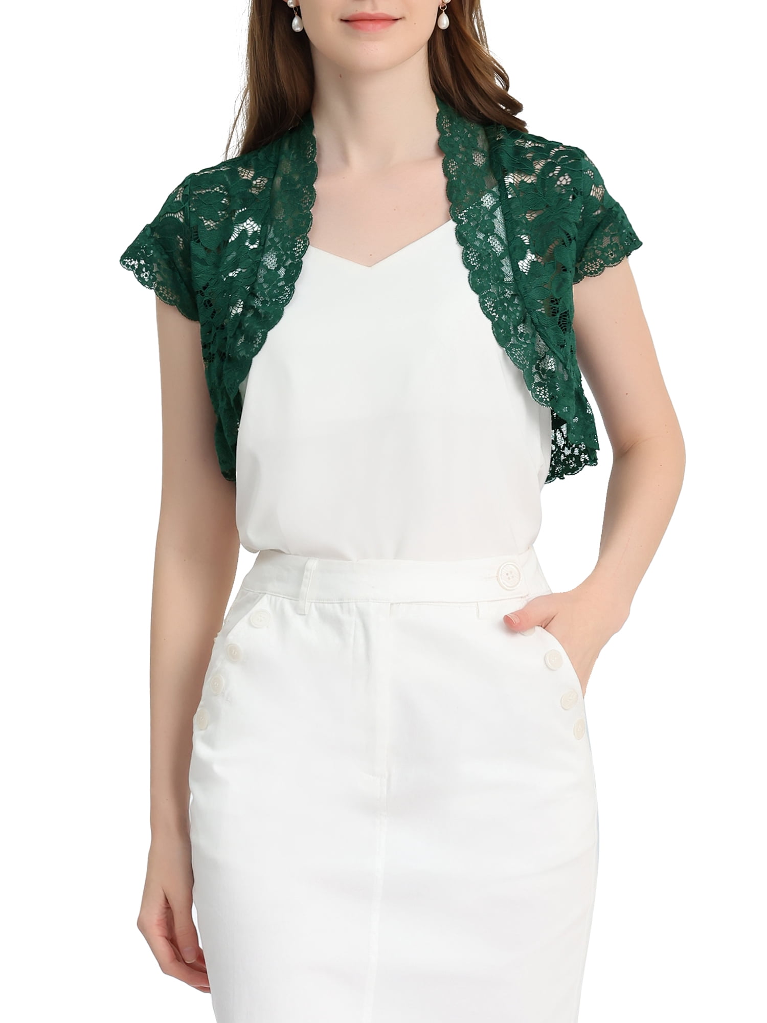 INSPIRE CHIC Women's Lace Cardigan Open Front Elegant Short Sleeve ...