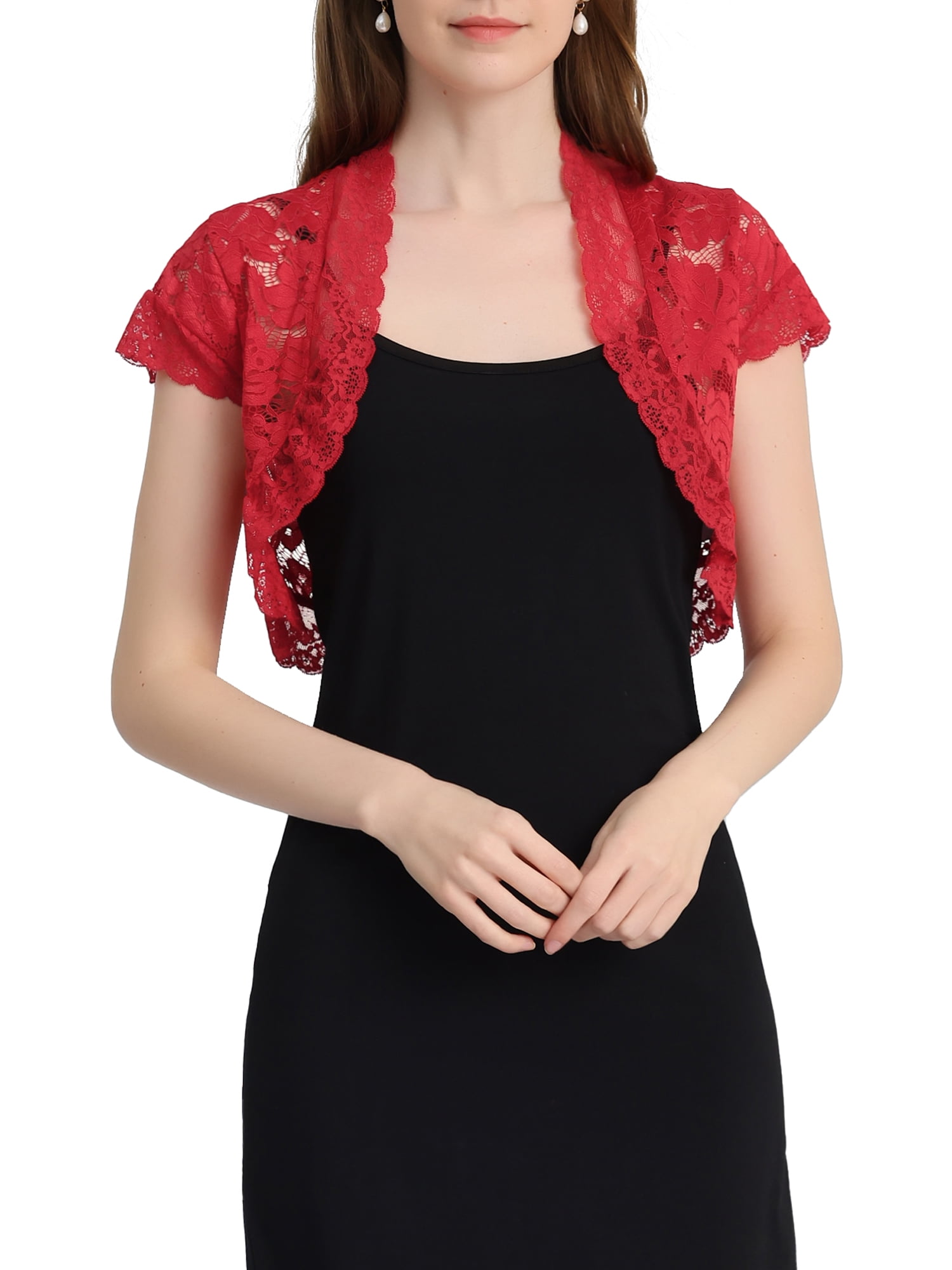 INSPIRE CHIC Women's Lace Cardigan Open Front Elegant Short Sleeve ...