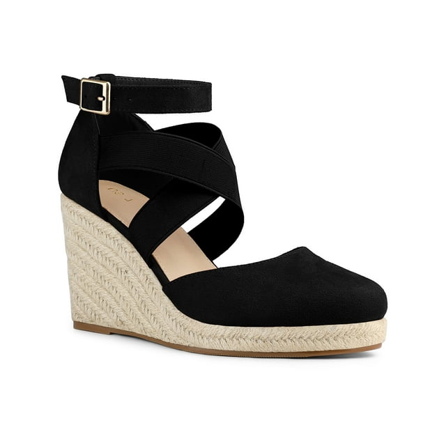 Allegra K Women's Espadrille Platform Closed Toe Wedges Heel Sandal ...