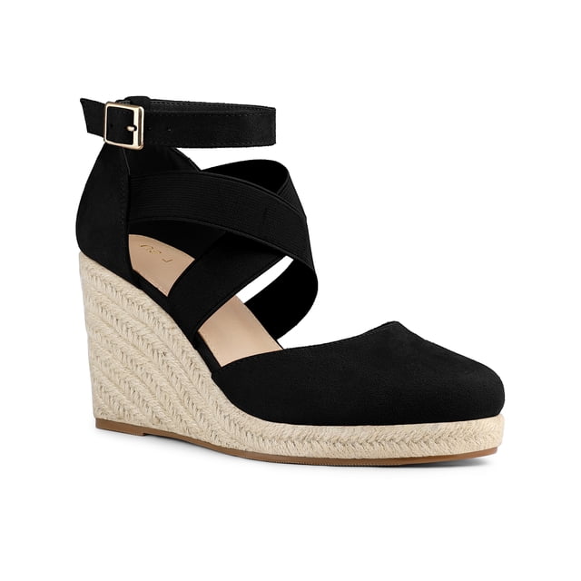Allegra K Women's Espadrille Platform Closed Toe Wedges Heel Sandal ...