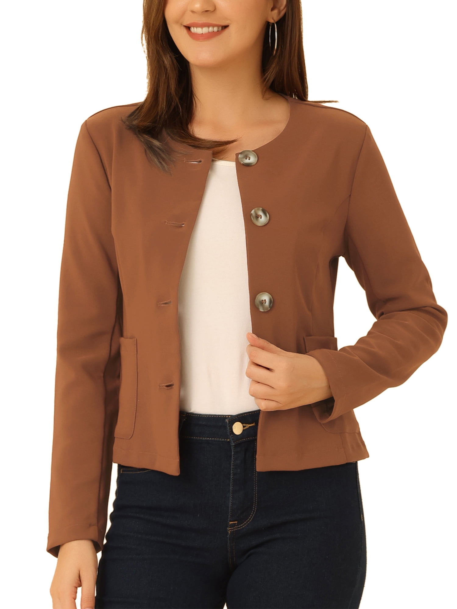 INSPIRE CHIC Women's Lightweight Jacket Button Vintage Fall Short ...