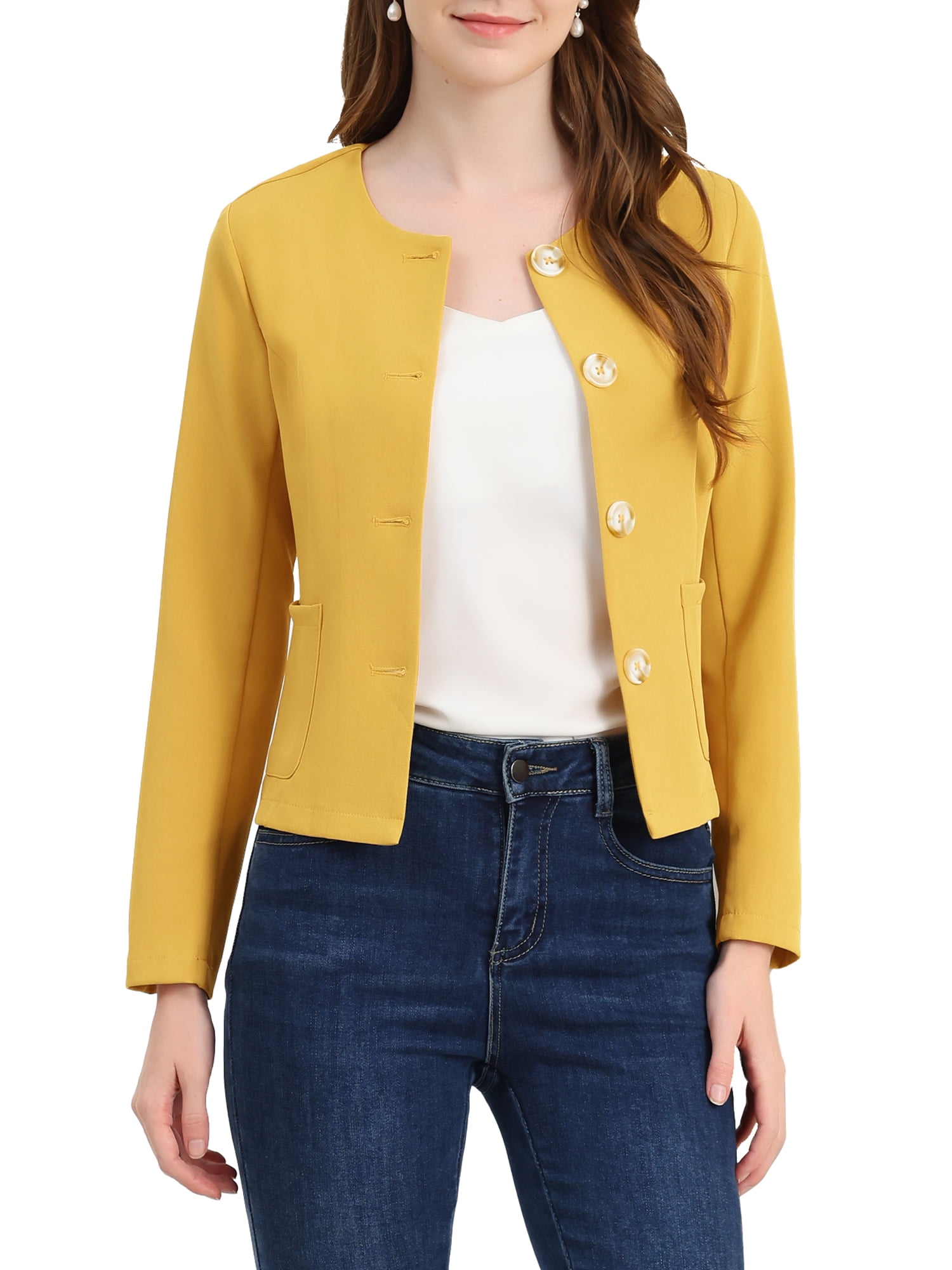 INSPIRE CHIC Women's Lightweight Jacket Button Vintage Fall Short ...