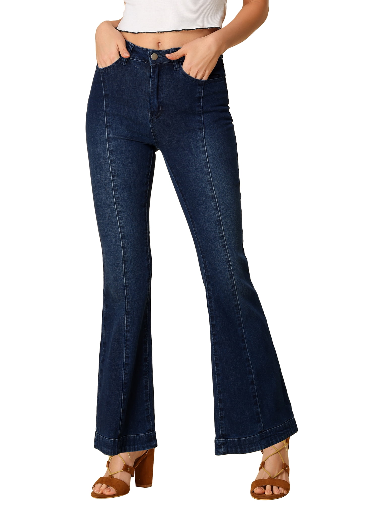 INSPIRE CHIC Women's Flare Vintage High Waist Stretch Long Pants Bell ...
