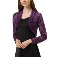 INSPIRE CHIC Women's Floral Lace Shrug Top 3/4 Sleeve Open Front Work ...
