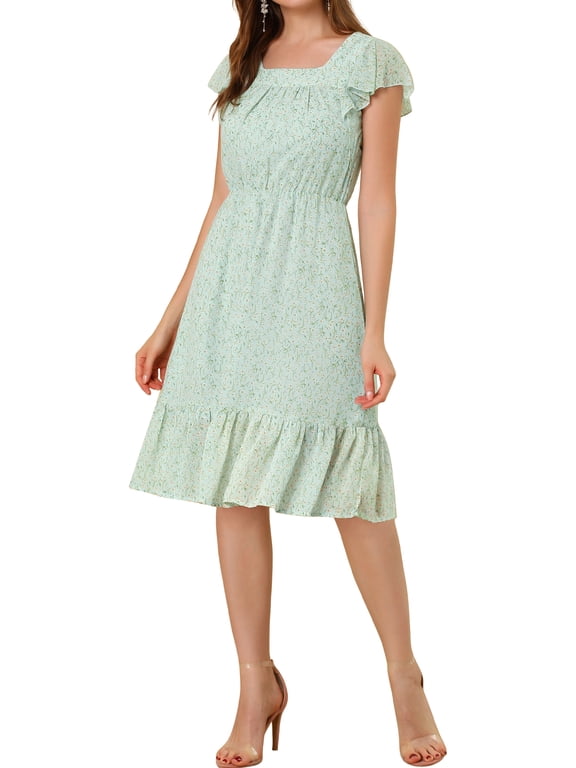 Allegra K Business Dress for Women’s Sweetheart Neck Pleated Short ...