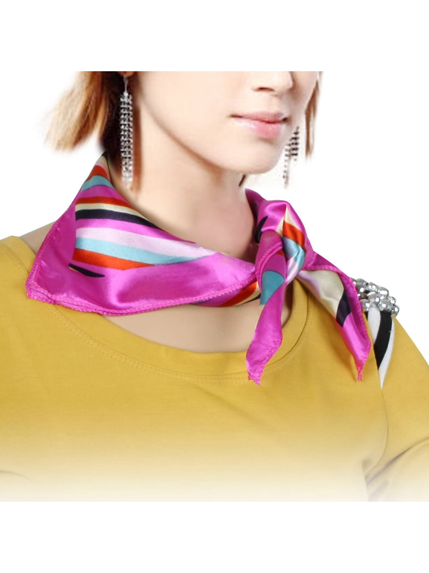 INSPIRE CHIC Women's Flower Square Neck Scarves Geometry Scarf Kerchief ...