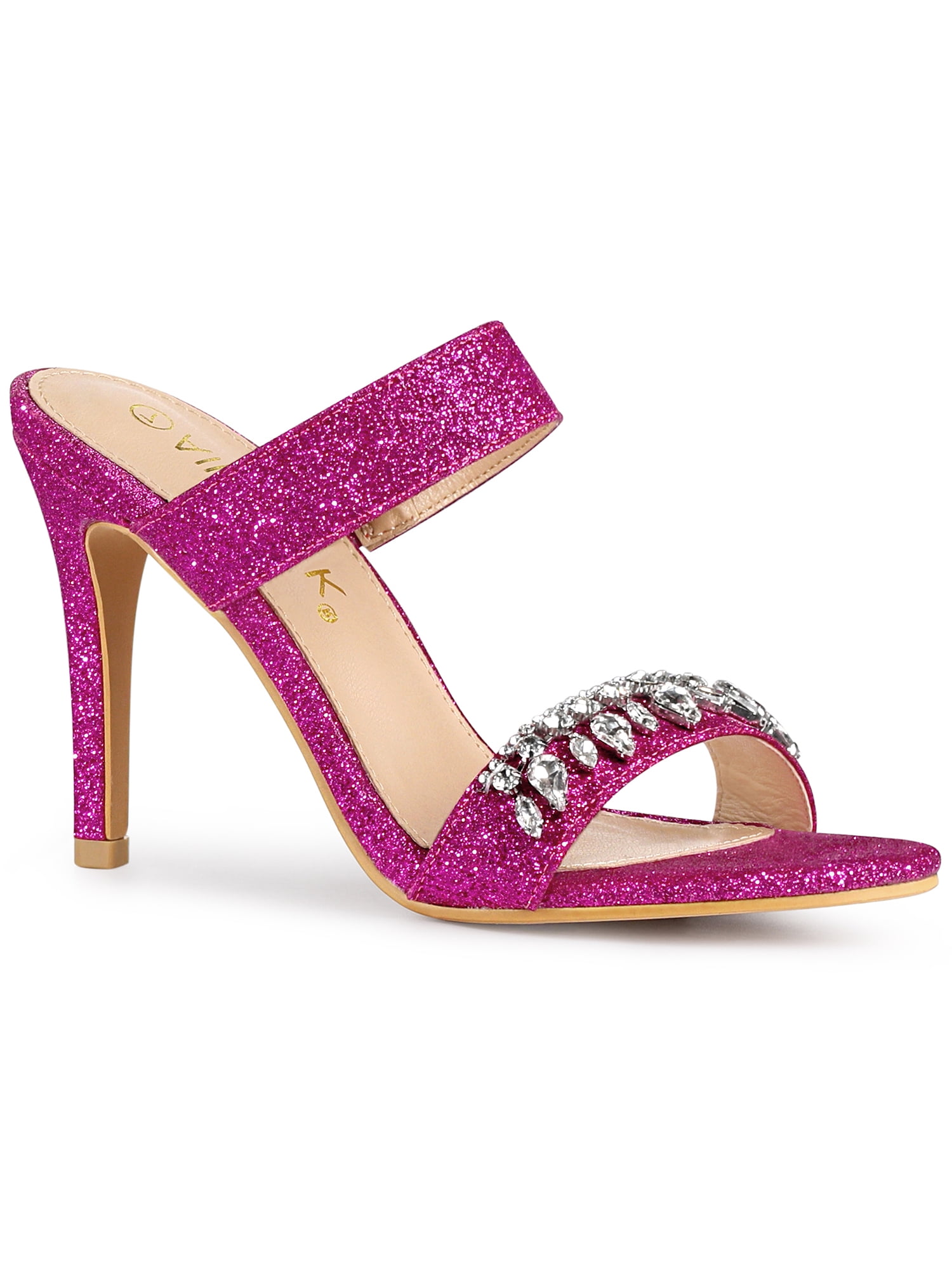 Allegra K Women's Glitter Rhinestone Stiletto Heel Sandals - Walmart.com