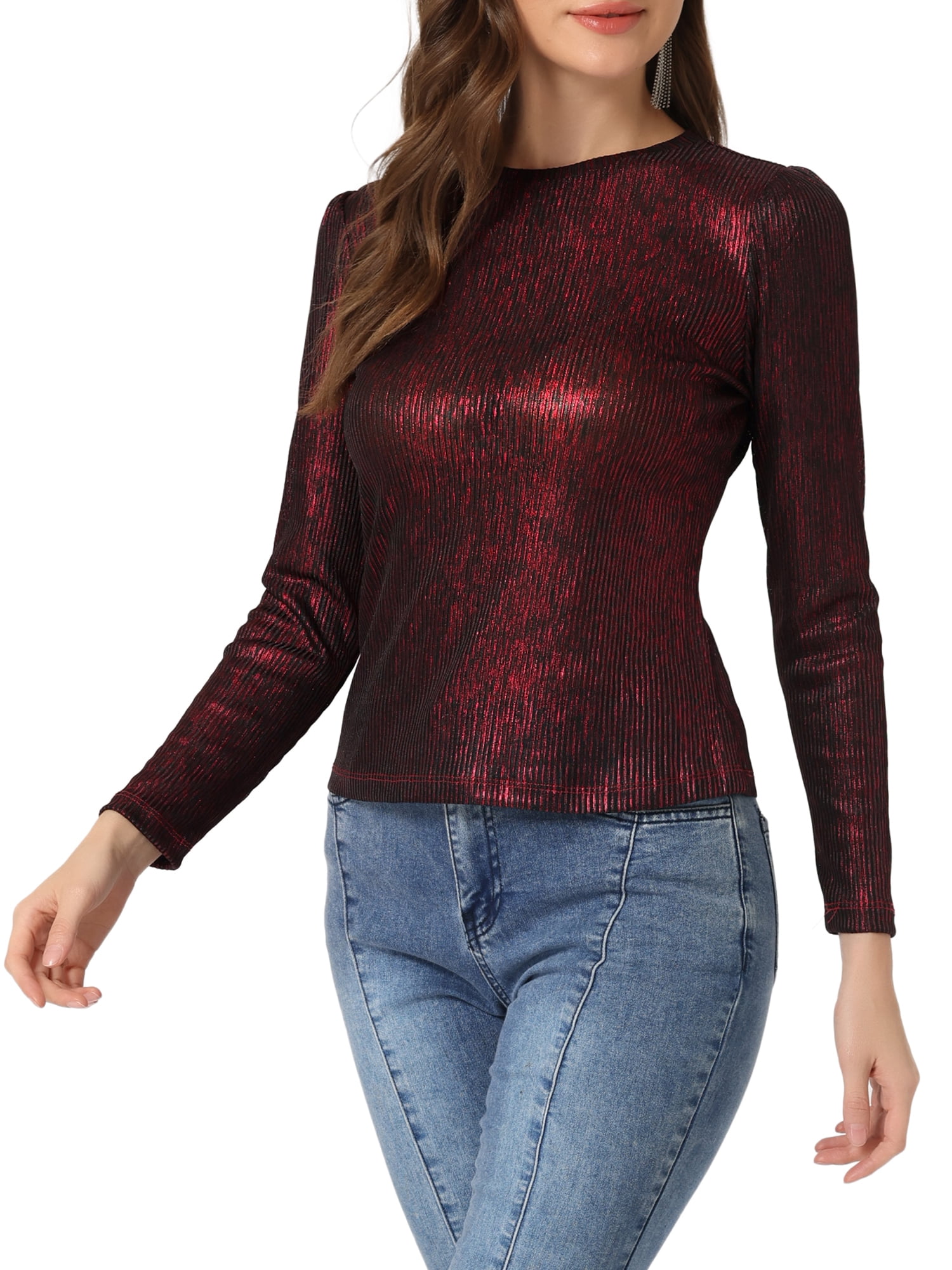 Allegra K Women's Halloween Costume Party Club Glitter Long Sleeve ...