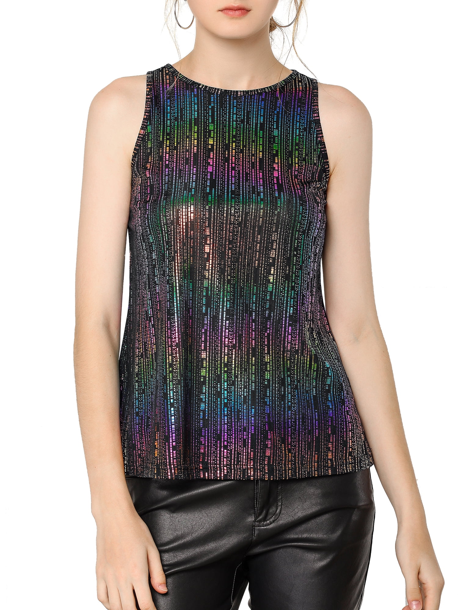 INSPIRE CHIC Women's Halloween Holographic Shiny Shirt Party Disco ...