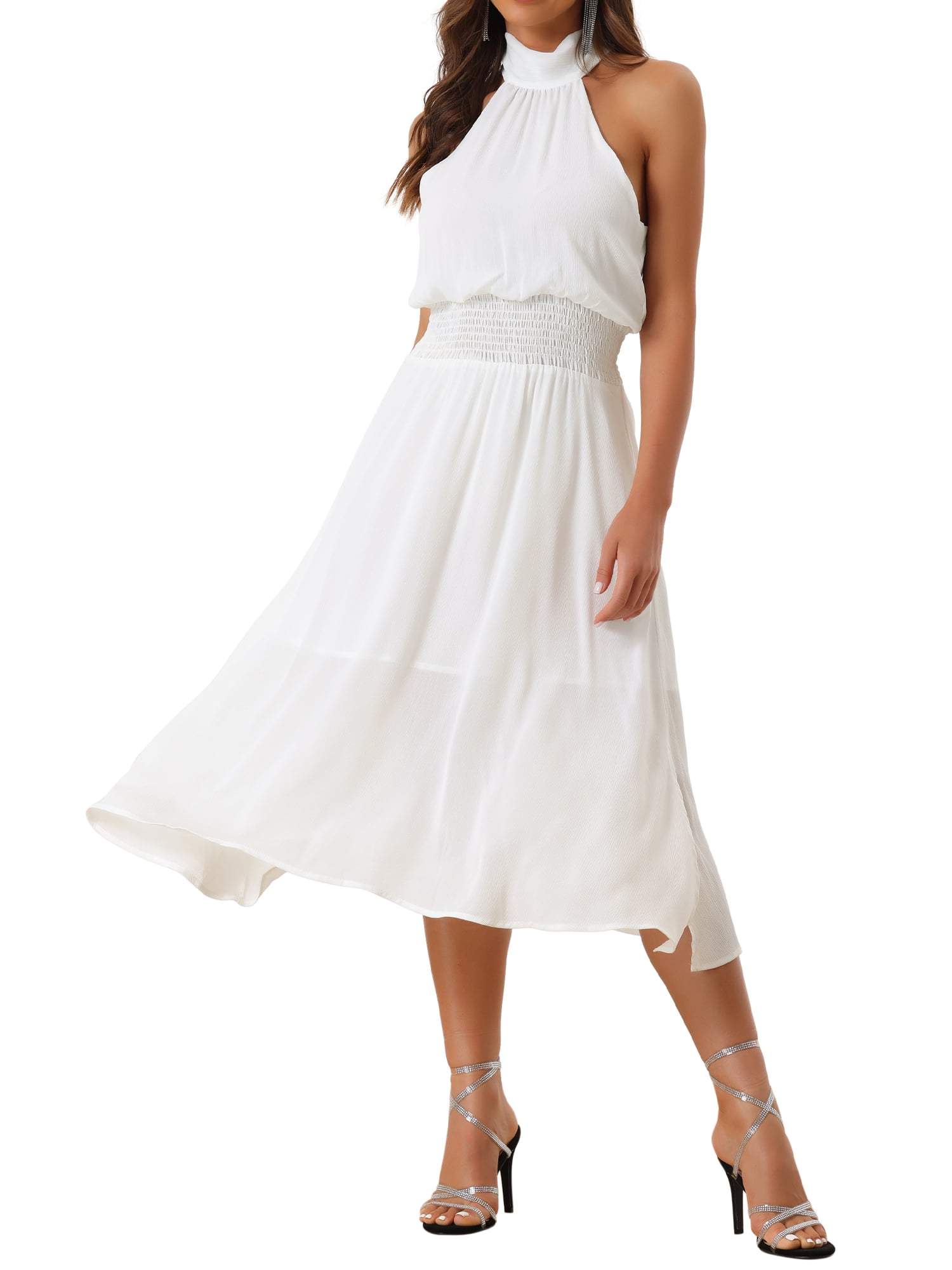 INSPIRE CHIC Women's Halter Neck Tie Back Summer Flowy Sleeveless ...