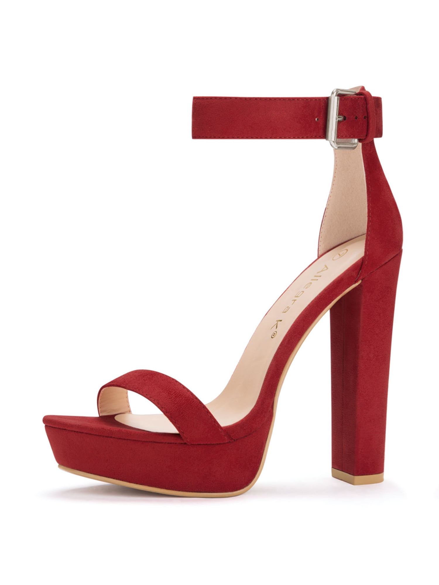 BLISSFUL STEP Women's High Block Heel Ankle Strap Platform Sandals ...