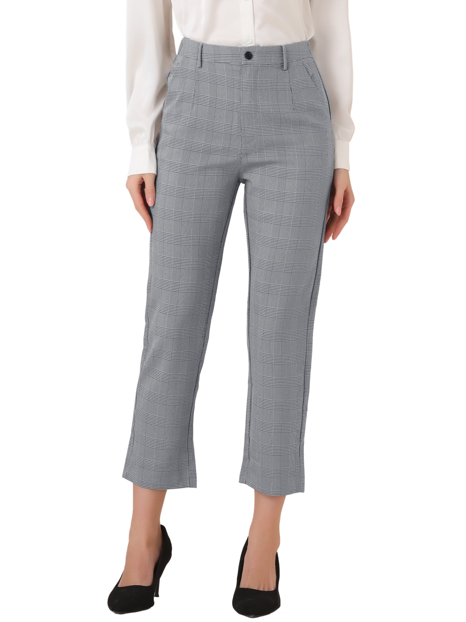 Allegra K Women's High Waist Elastic Back Office Work Ankle Pants for ...