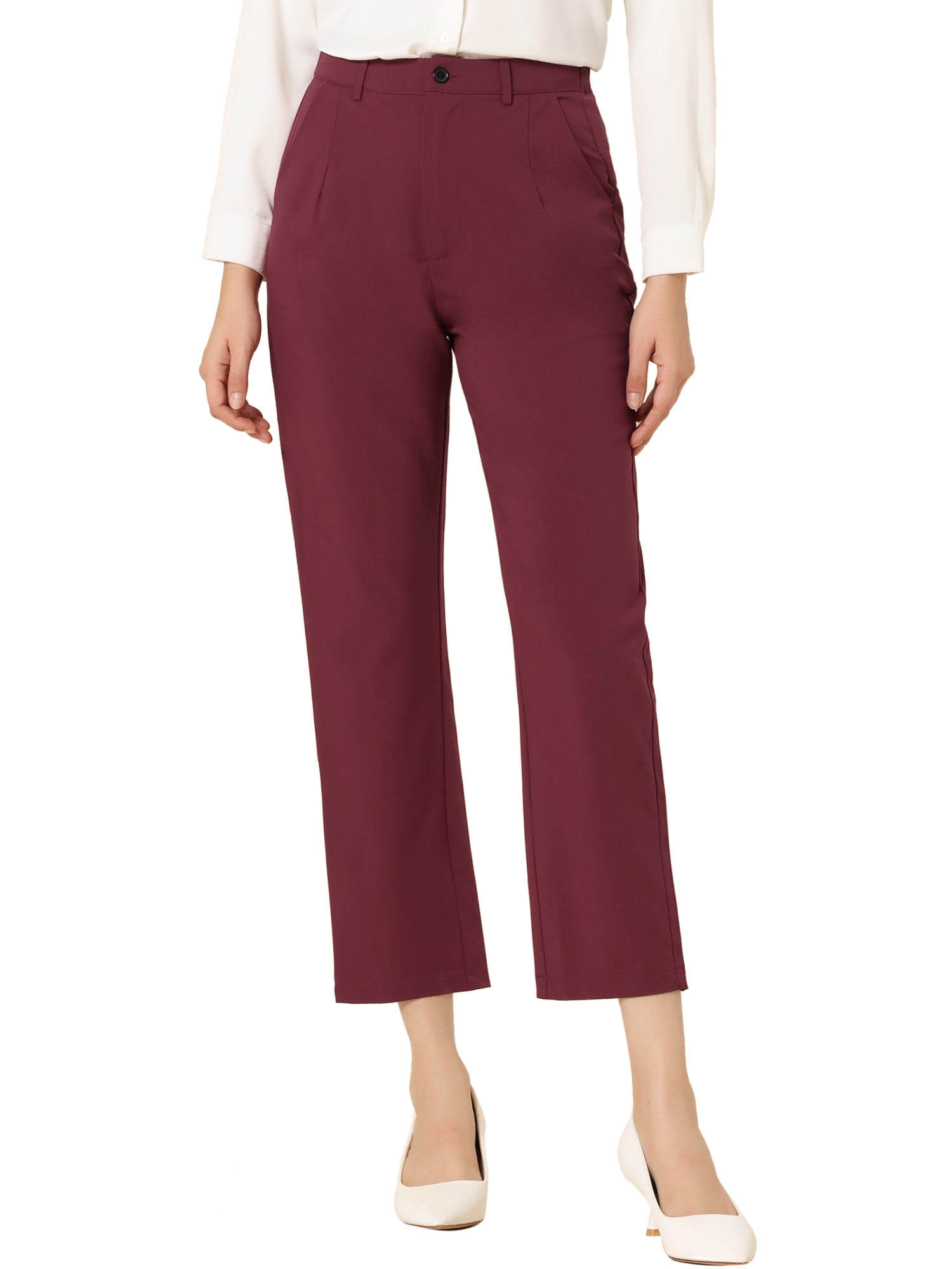 INSPIRE CHIC Women's High Waist Elastic Back Ankle Length WorkPants XS ...
