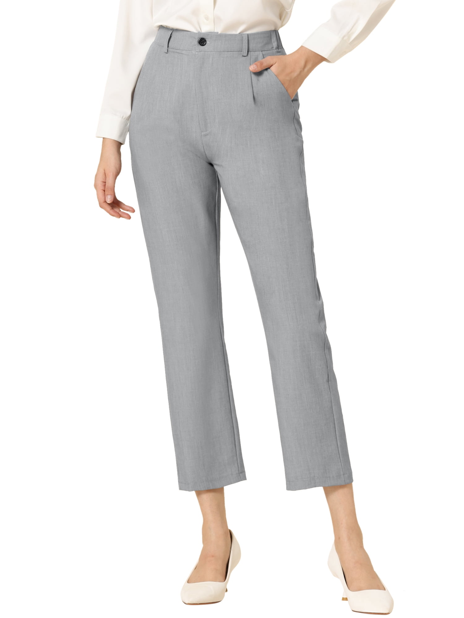 INSPIRE CHIC Women's High Waist Elastic Back Ankle Length WorkPants XS ...