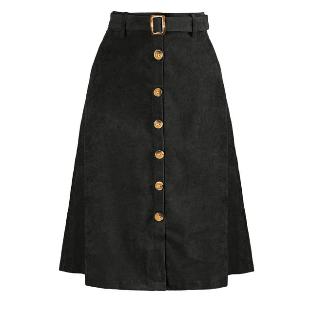 Allegra K Women's Christmas High Waist Skirts A-Line Button Front ...