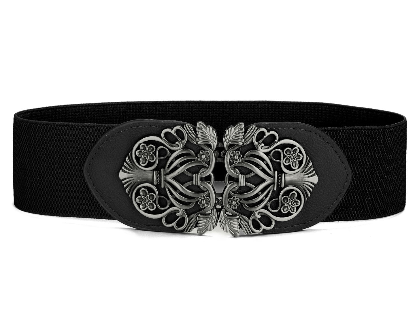 Allegra K Women's Stretchy Elastic Cinch Belt, Faux Leather, Black Band ...