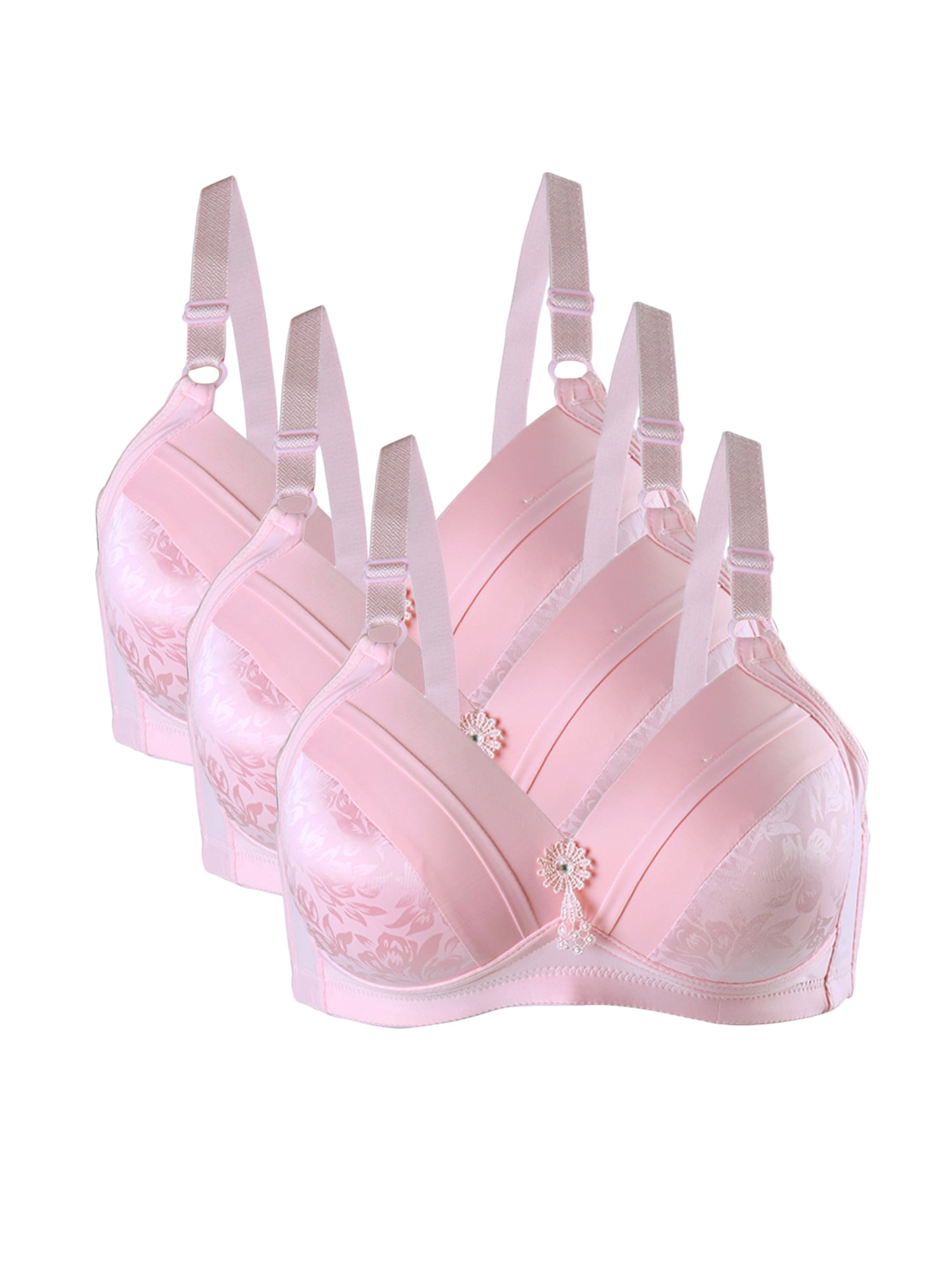 Allegra K Women's Lace Full Coverage Non-Wired Stretchy Wirefree Bra ...