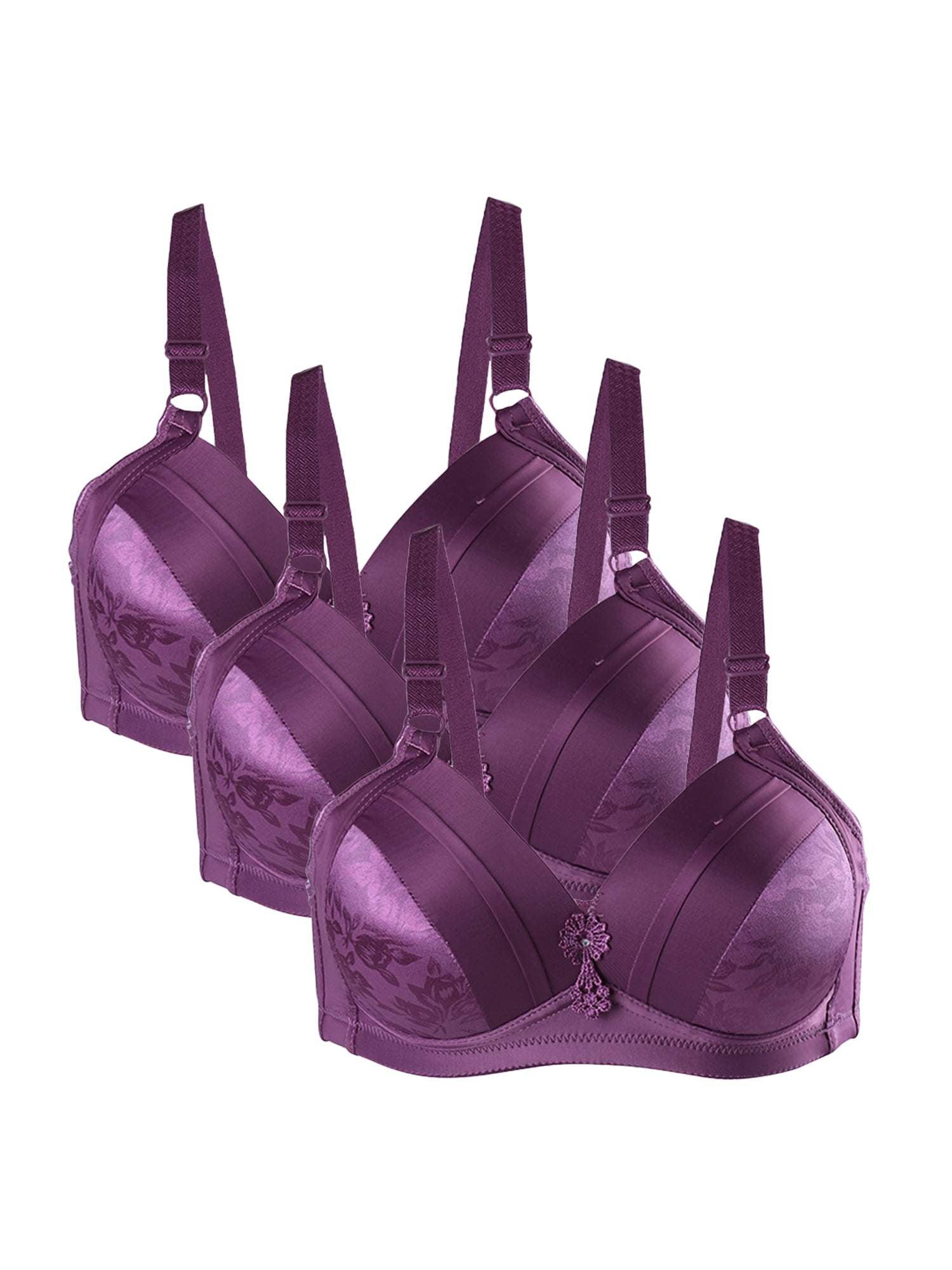 Allegra K Women's Lace Full Coverage Non-Wired Stretchy Wirefree Bra ...