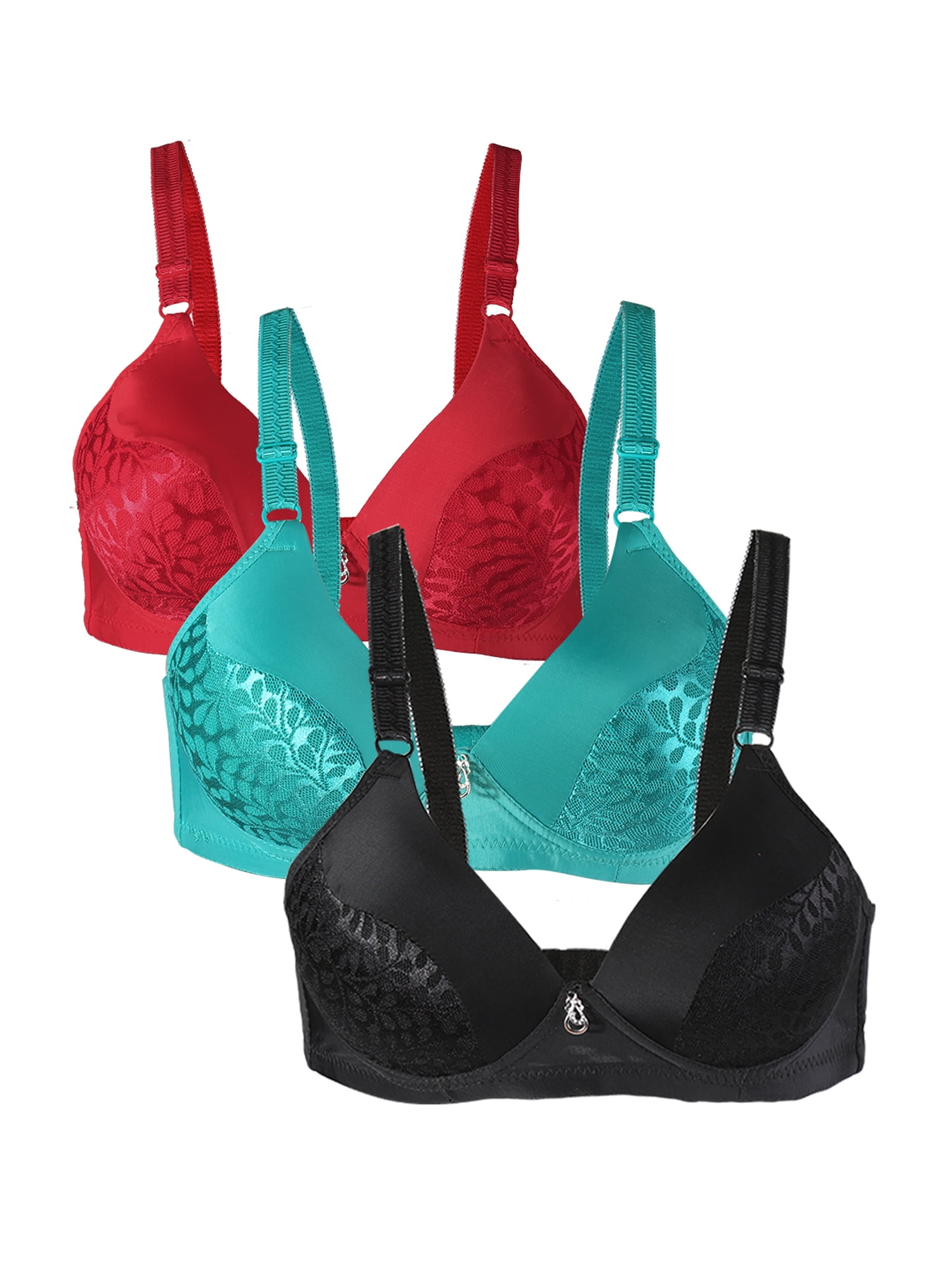 INSPIRE CHIC Women's Lace Full Coverage Non-Wired Stretchy Wirefree Bra ...