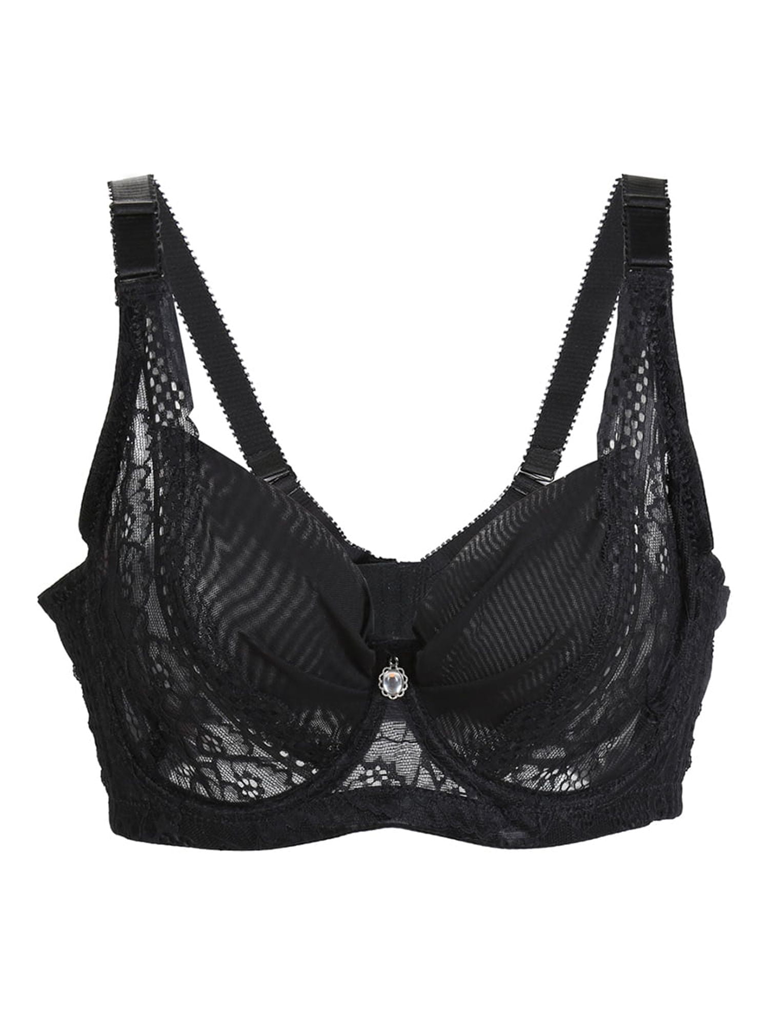 Allegra K Women's Lace Underwire Sheer Bralette Plus Size Bra - Walmart.com
