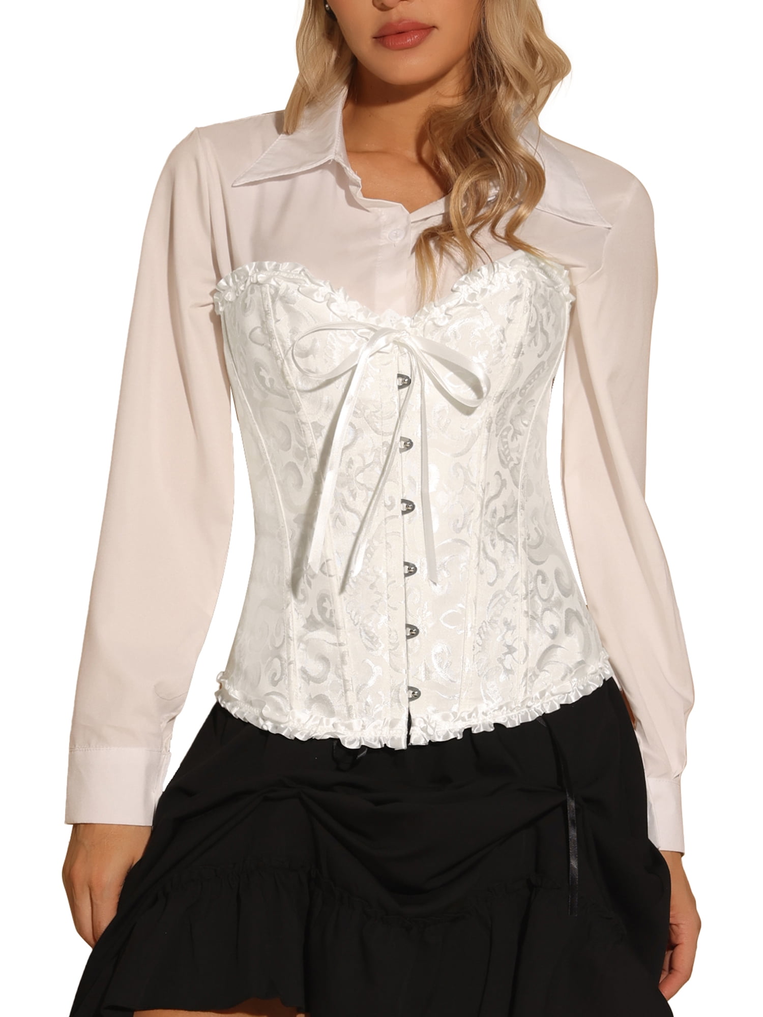 Allegra K Women's Lace Up Corset Strapless Victorian Boned Bustier ...