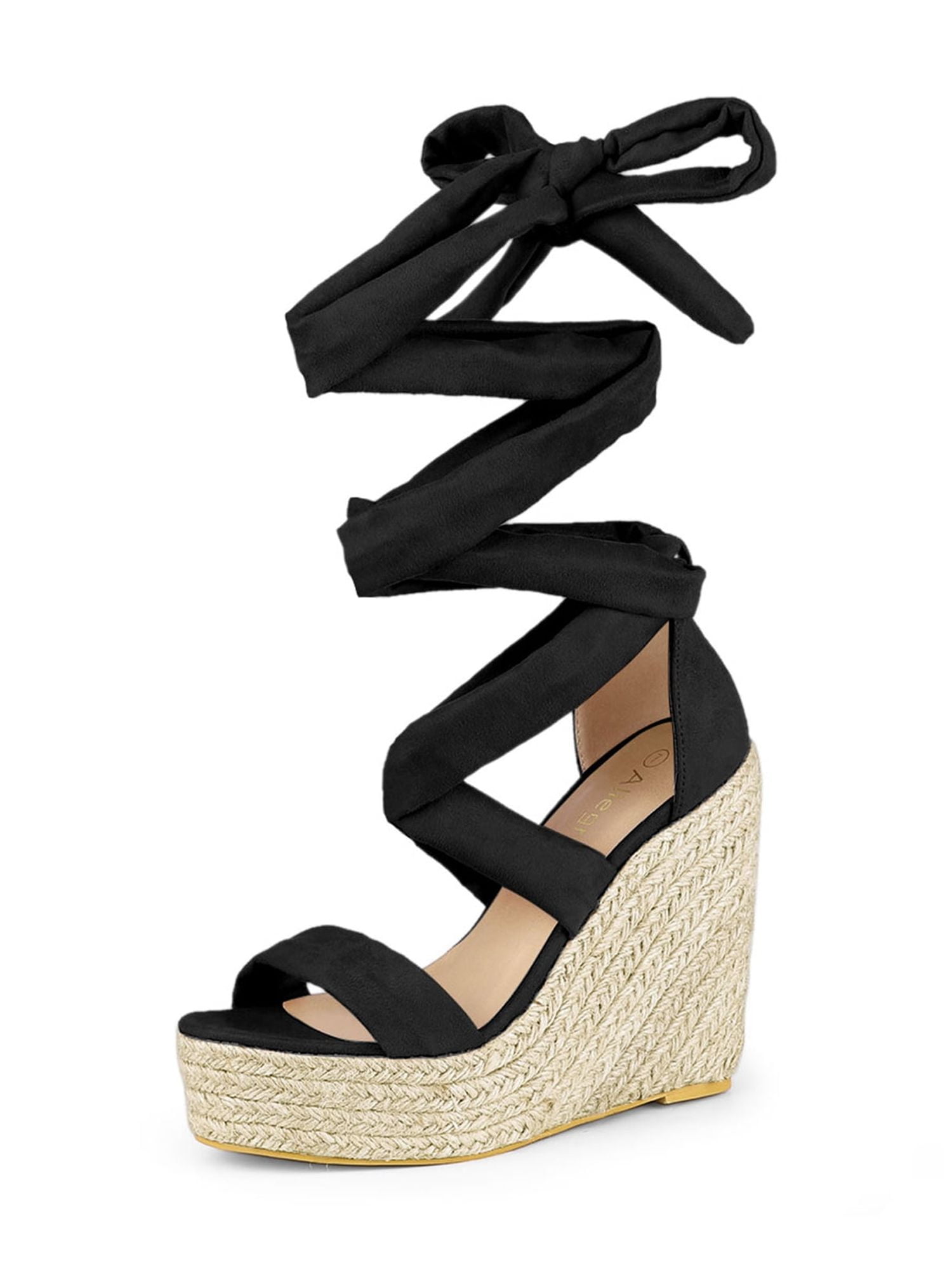 BLISSFUL STEP Women's Lace Up Platform Wedges Heels Espadrille Sandals ...