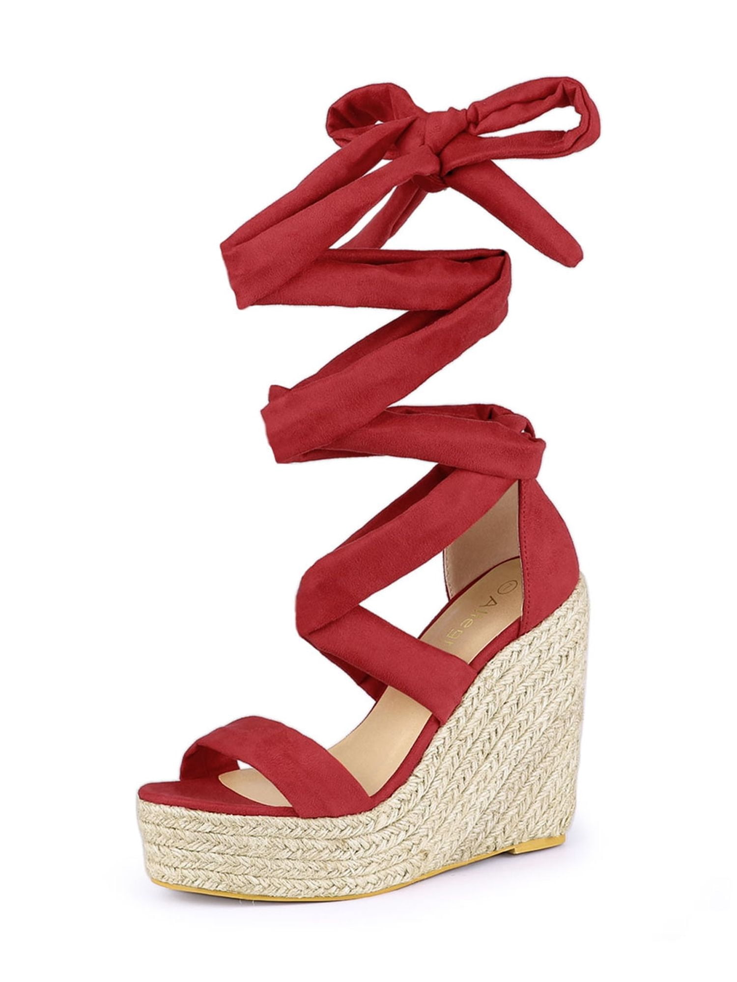 Allegra K Women's Lace Up Platform Wedges Heels Espadrille Sandals ...