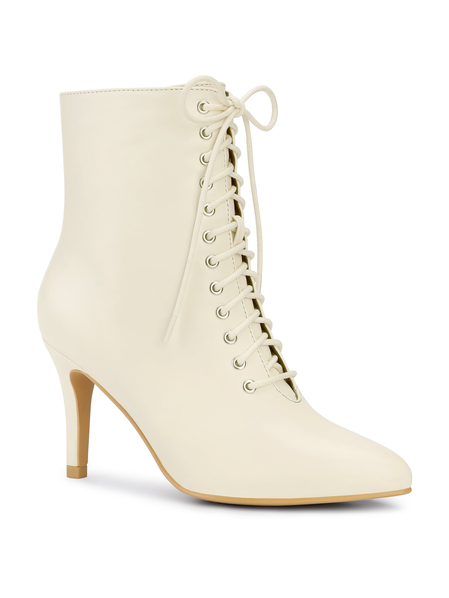 Allegra K Women's Lace Up Pointed Toe Stiletto Heels Ankle Boots ...