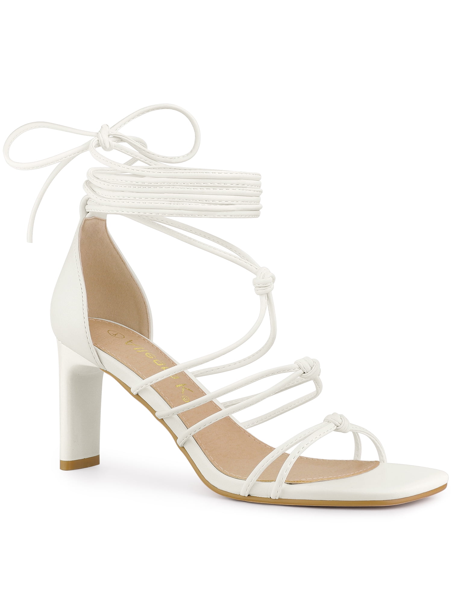BLISSFUL STEP Inspired Women's Lace Up Strappy Block High Heels Sandals ...