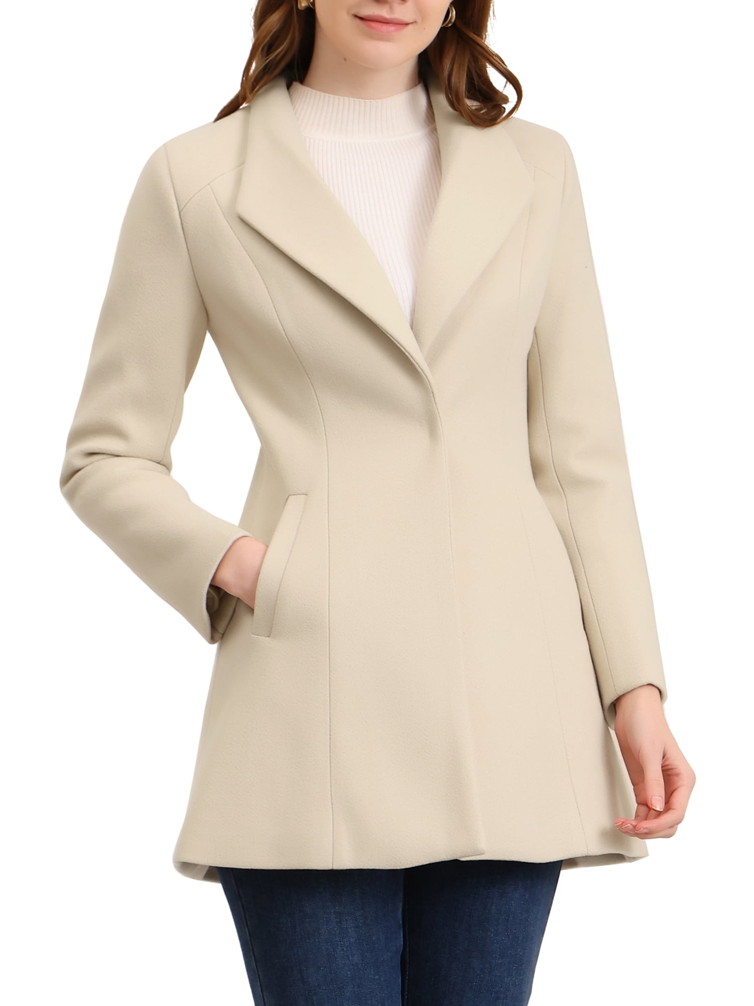 Allegra K Women's Lapel Collar Buttoned Outwear Elegant Work Notch ...