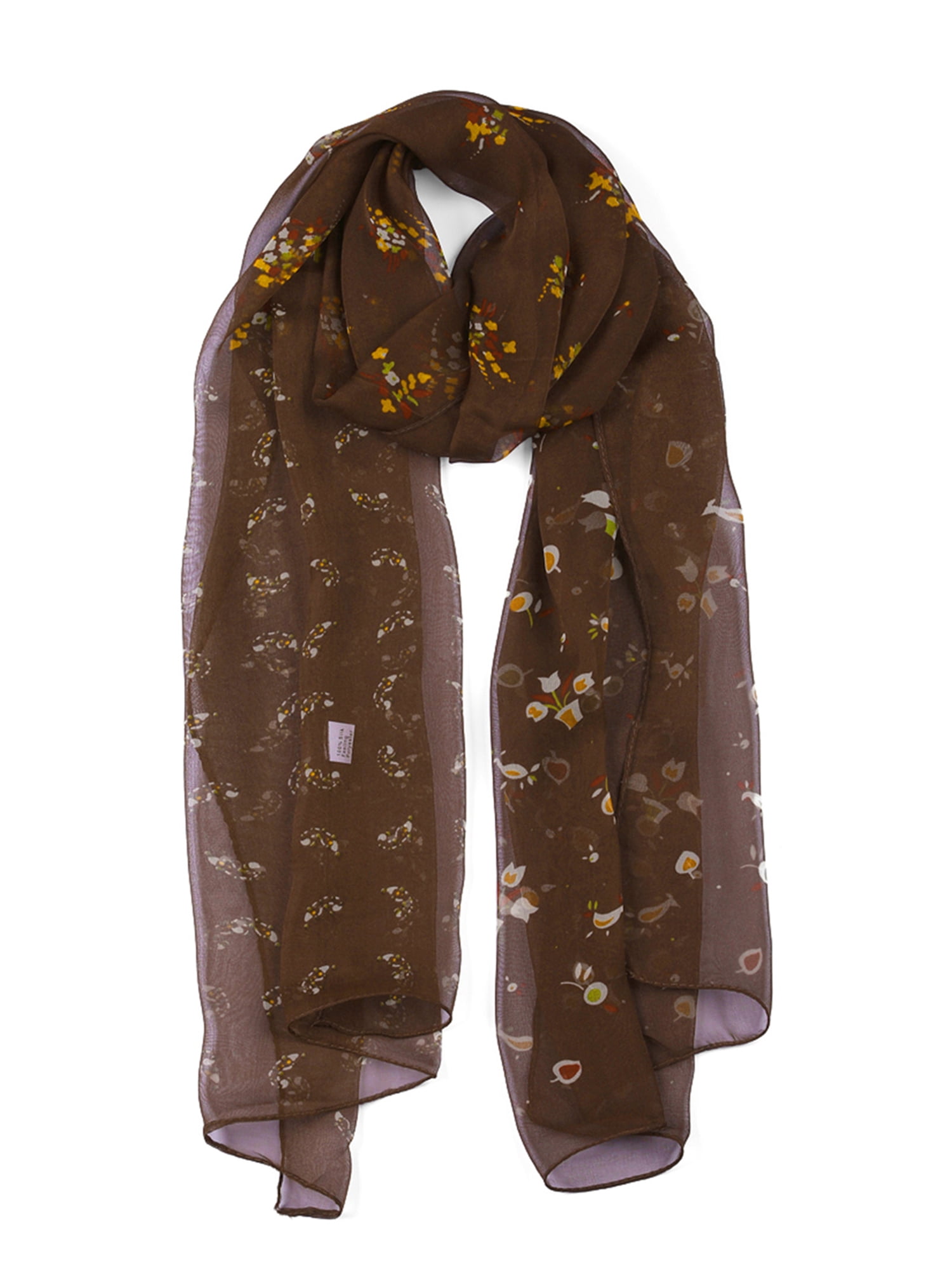 Allegra K Women's Floral Chiffon Sun Cover Shawl, Long Beach Swimwear ...